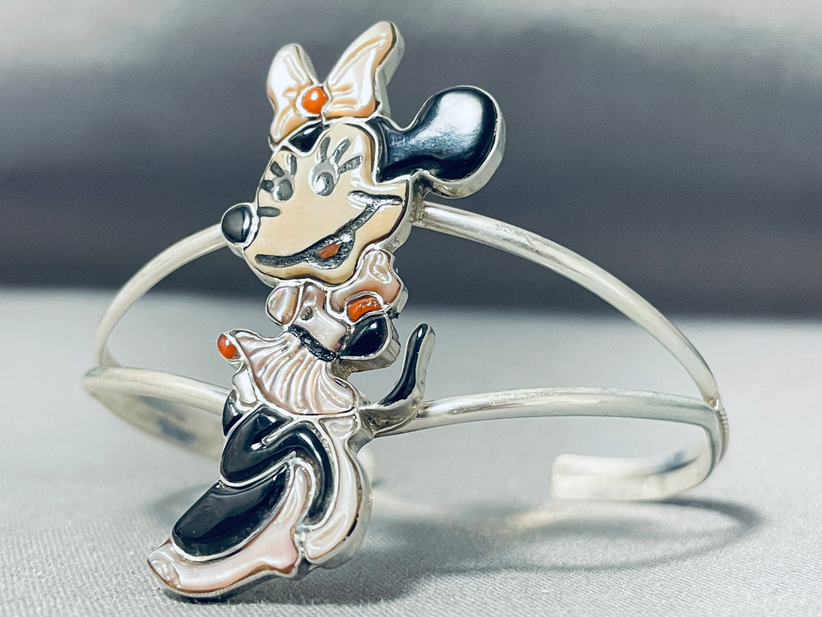 Authentic Minnie Mouse Vintage Native American Zuni Coral Pearl Sterli ...