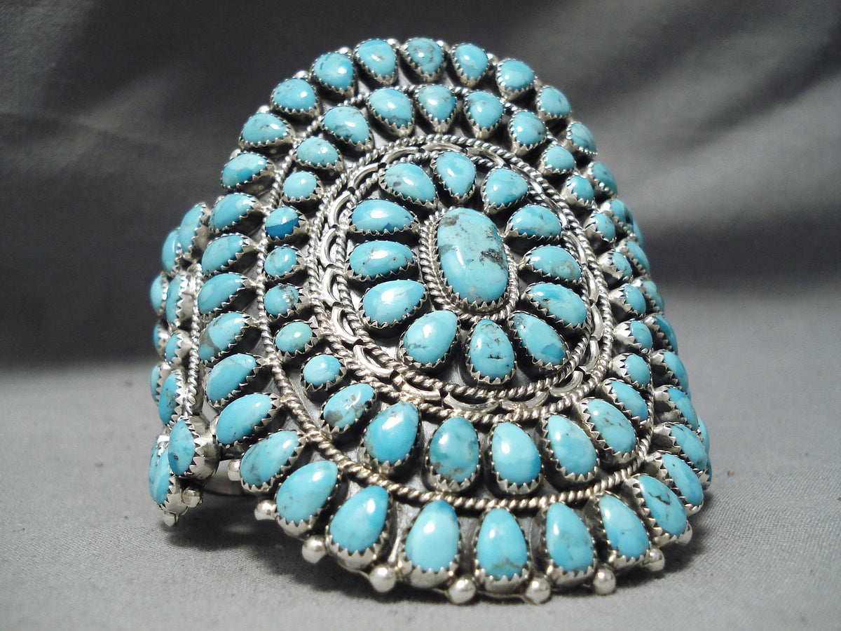 Huge Betsy Nez Vintage Native American Navajo Sky Blue Turquoise Sterl ...