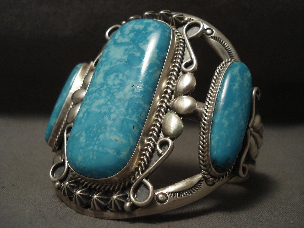 Gigantic Vintage Navajo Huge Easter Blue Turquoise Native American Jew ...