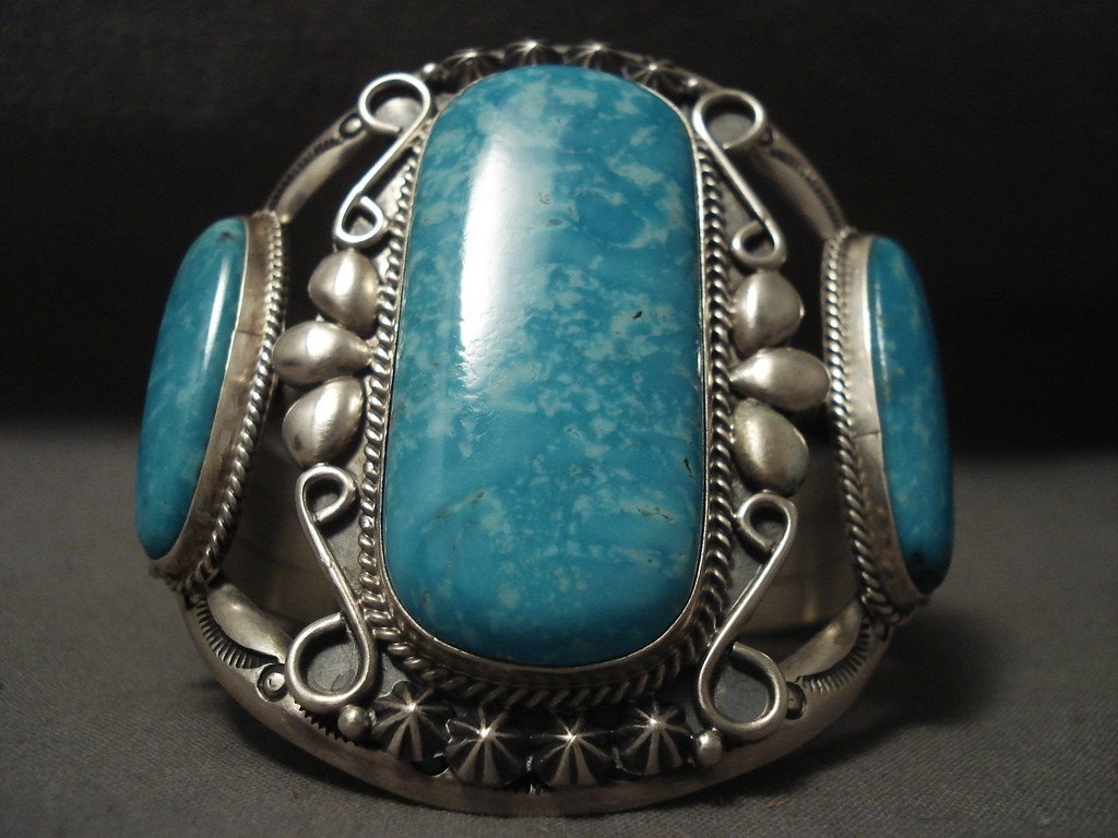 Gigantic Vintage Navajo Huge Easter Blue Turquoise Native American Jew ...