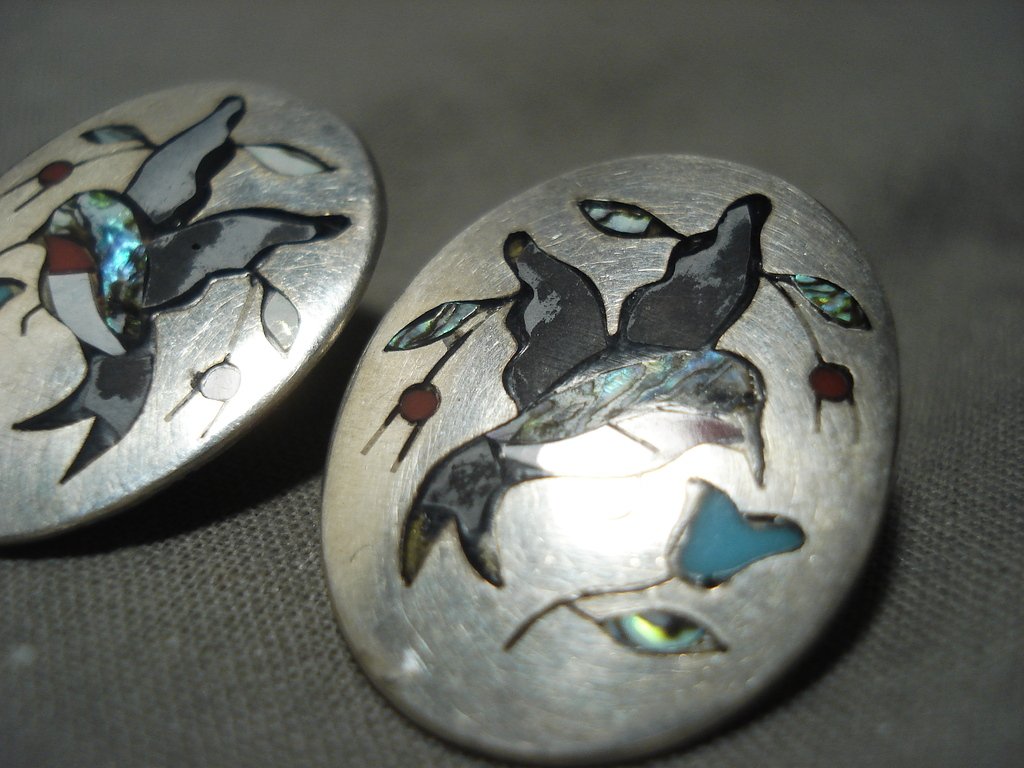 Gorgeous Vintage Zuni Turquoise Shell Hummingbird Native American Jewe ...