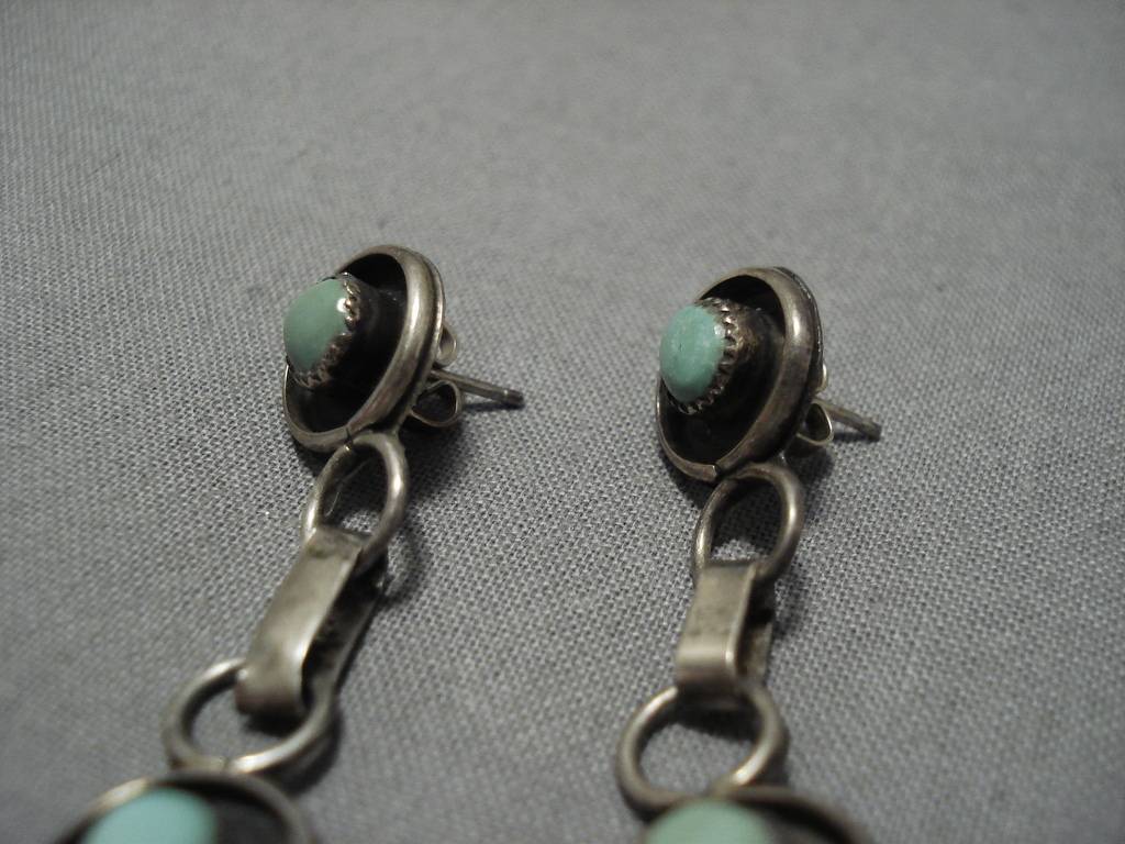 Green Snake Eyes Turquoise Huge Vintage Native American Navajo Sterlin ...