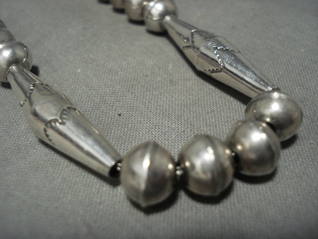 Hand Wrought Torpedo Bead Vintage Navajo Native American Jewelry Silve ...
