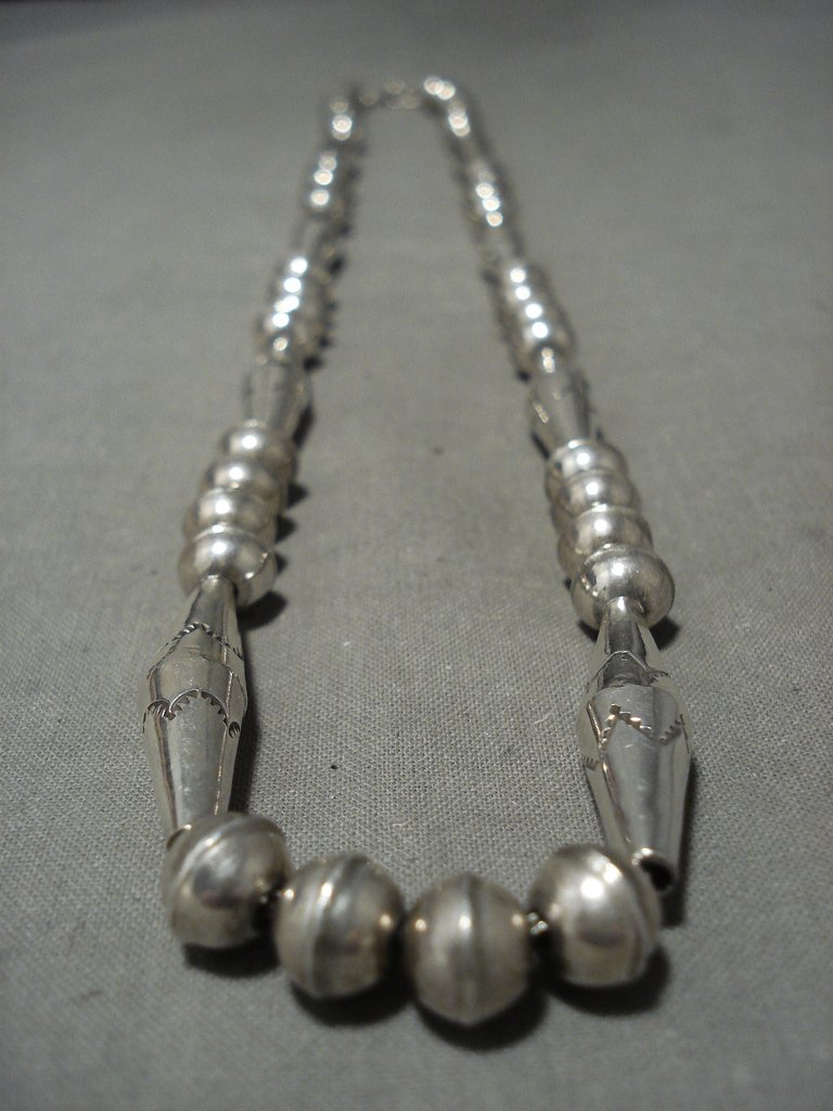 Hand Wrought Torpedo Bead Vintage Navajo Native American Jewelry Silve ...