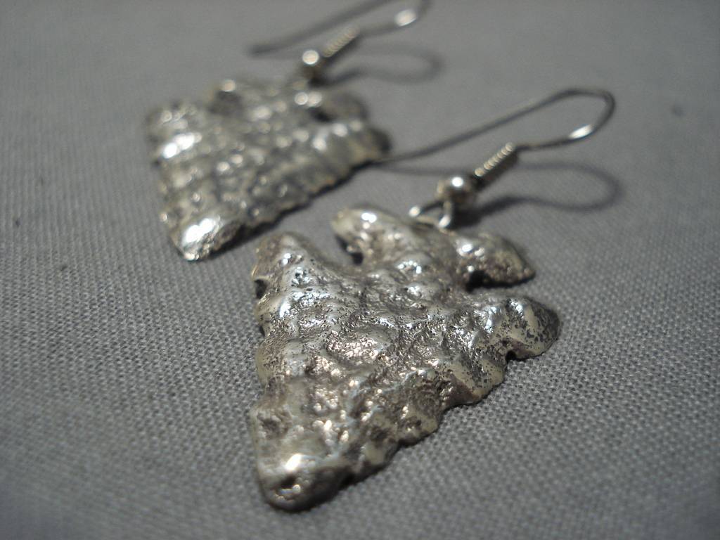 Huge Heavy Navajo Sterling Silver Navajo Arrowhead Native American Ear ...