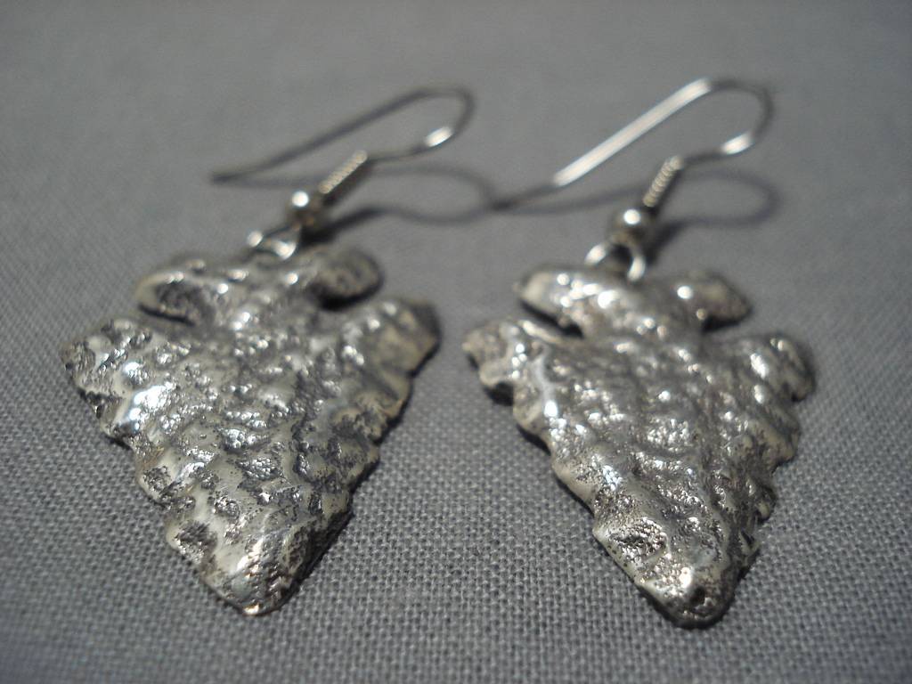 Huge Heavy Navajo Sterling Silver Navajo Arrowhead Native American Ear ...