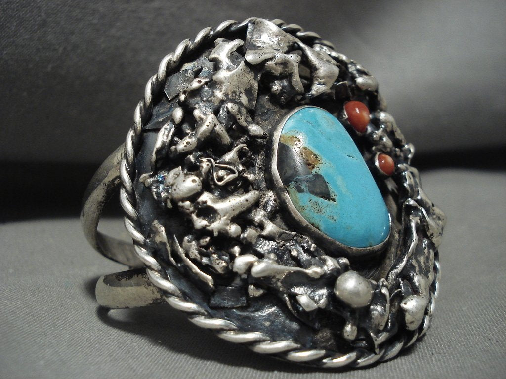 Huge Vintage Navajo Easter Blue Turquoise 'Coral Eyes' Native American ...