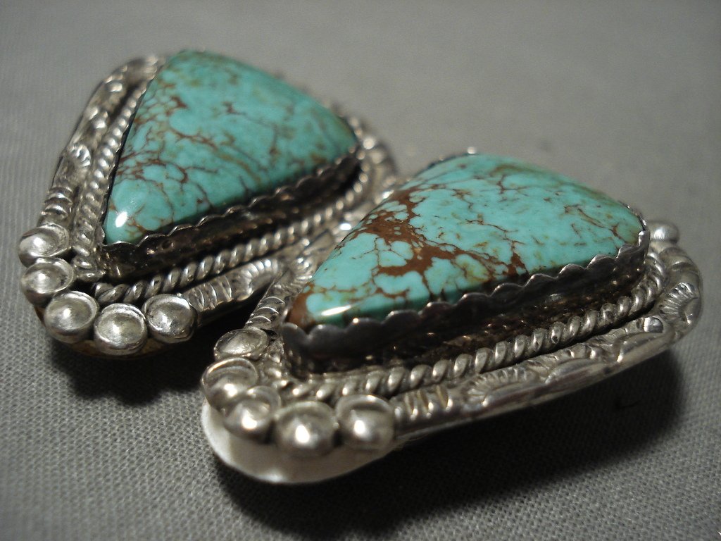 Huge Vintage Navajo Red Mountain Turquoise Native American Jewelry Sil ...