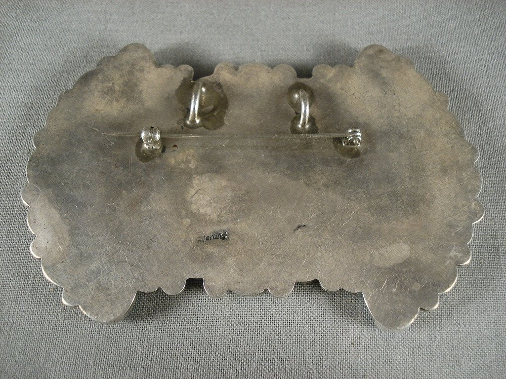 Huge Vintage Navajo Turquoise Native American Jewelry Silver Pin ...