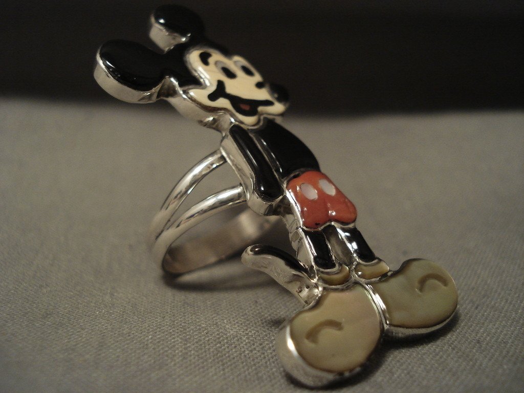 Huge Zuni Sterling Native American Jewelry Silver Coral Onyx Mickey Mo ...