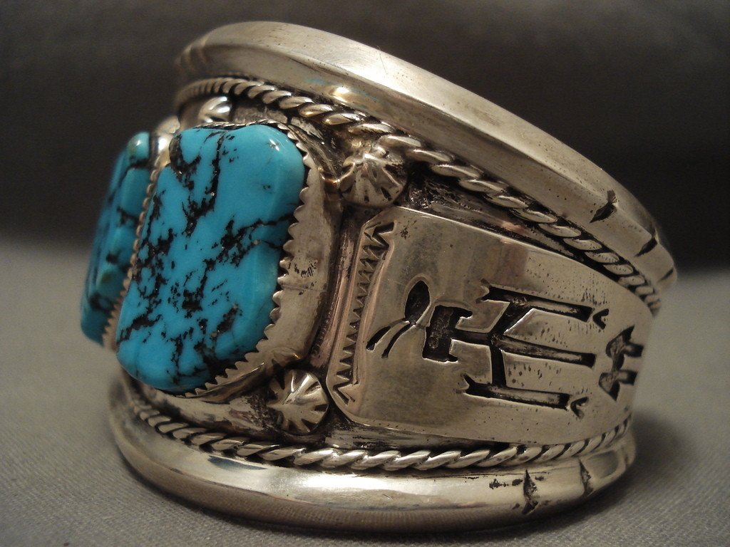 Important Huge Vintage Navajo 'Yei' Dancer Native American Jewelry Sil ...