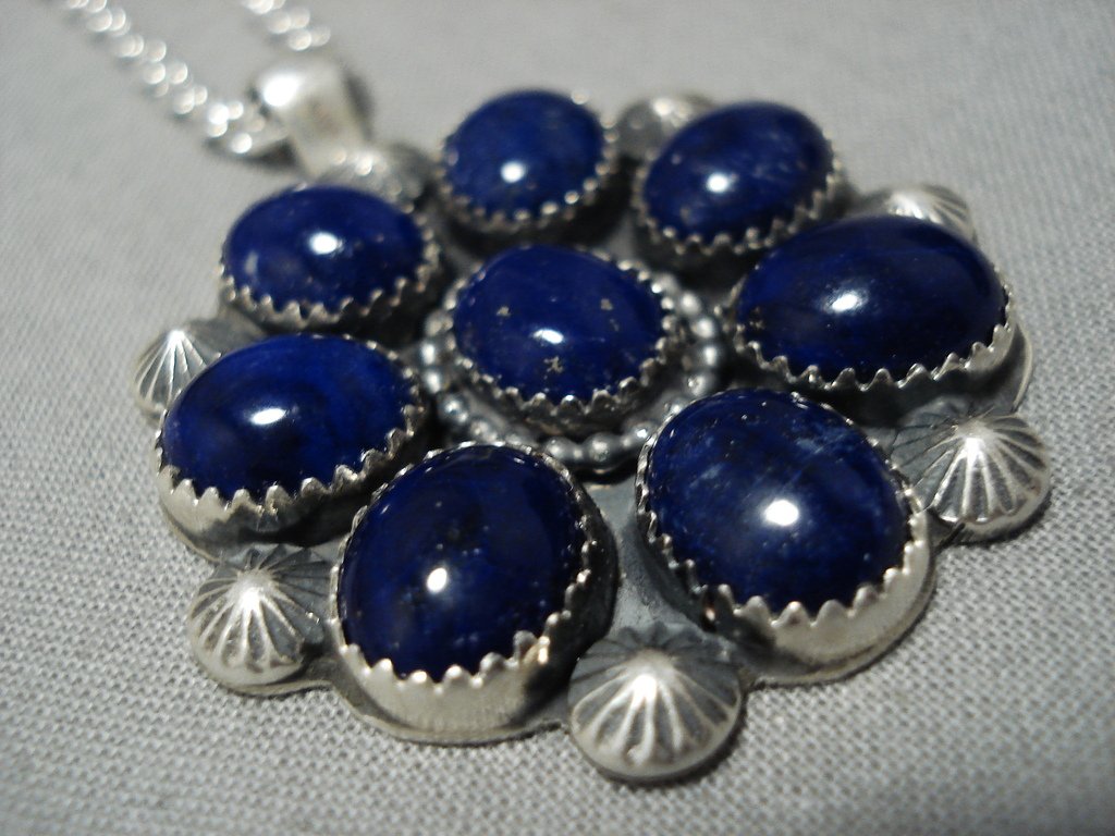 Important Jeanette Dale Sterling Silver Native American Navajo Lapis N ...