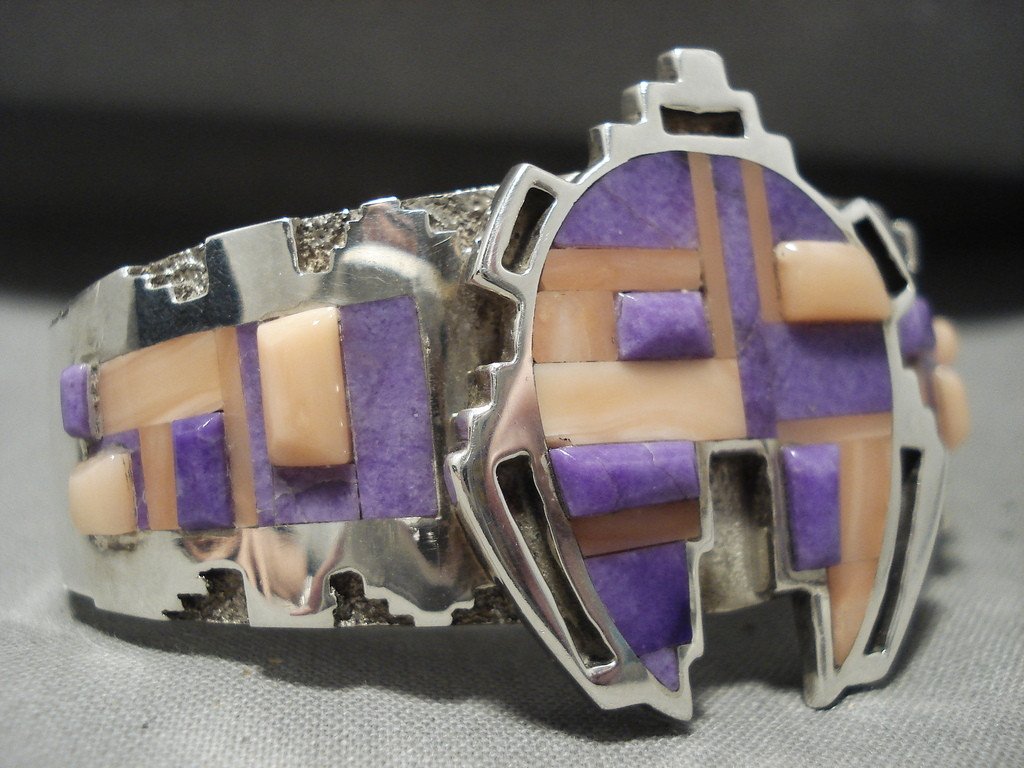 Important Navajo Abraham Begay Sugulite Shell Native American Jewelry ...