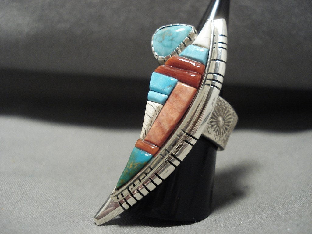 Important Navajo David Tune 'Kachina Maiden' Turquoise Coral Native Am ...