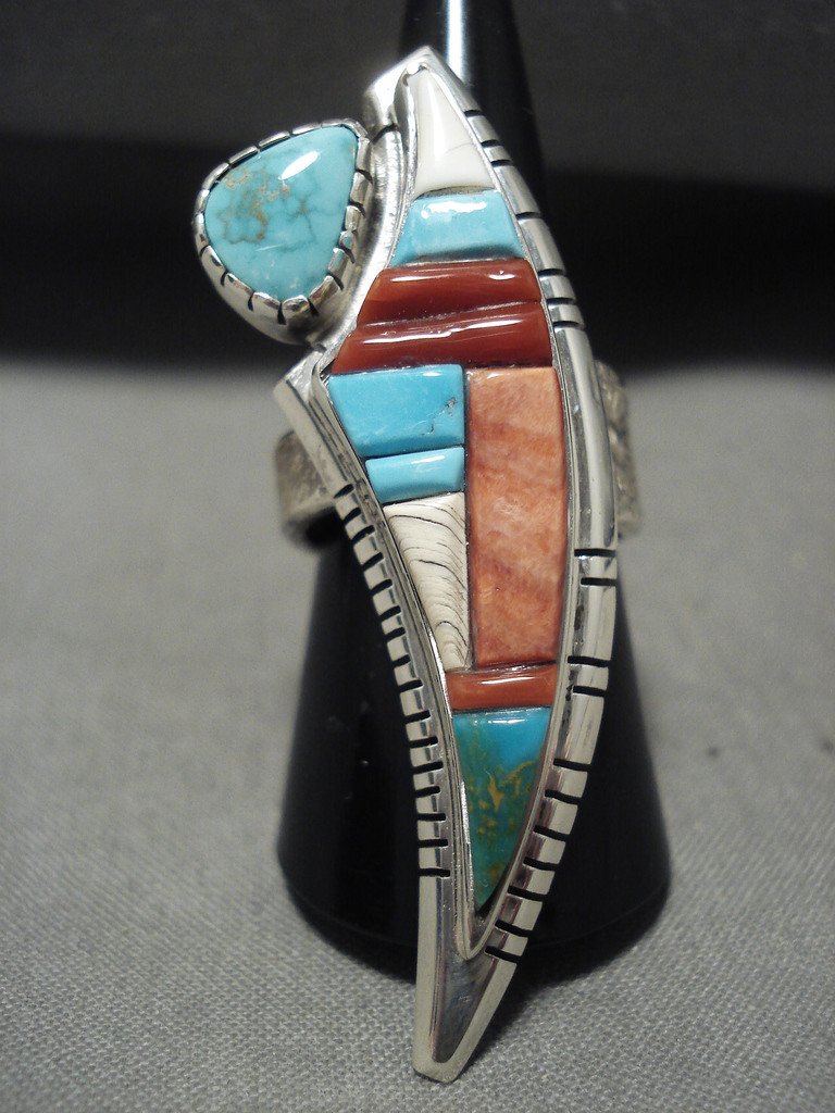Important Navajo David Tune 'Kachina Maiden' Turquoise Coral Native Am ...