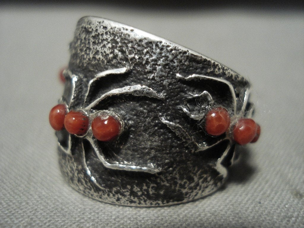 Important Navajo Philander 'Snake Eyes Coral' Turquoise Tufa Casted Na ...