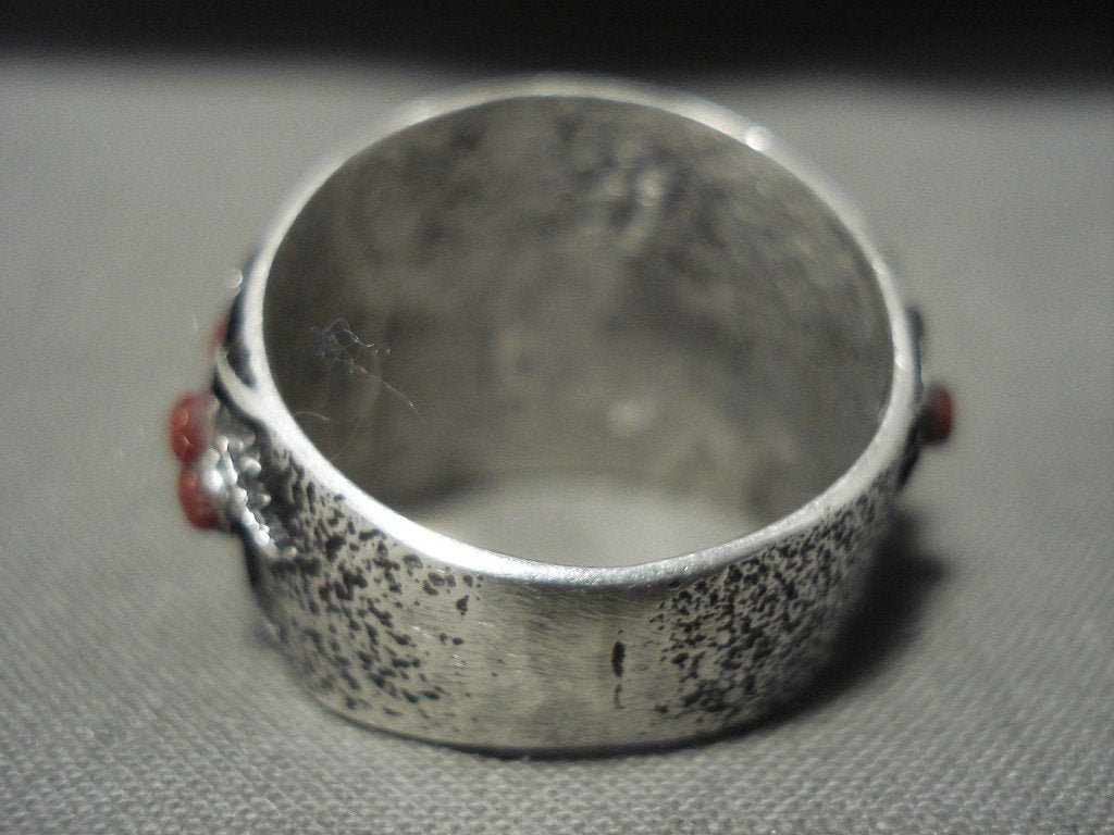 Important Navajo Philander 'Snake Eyes Coral' Turquoise Tufa Casted Na ...