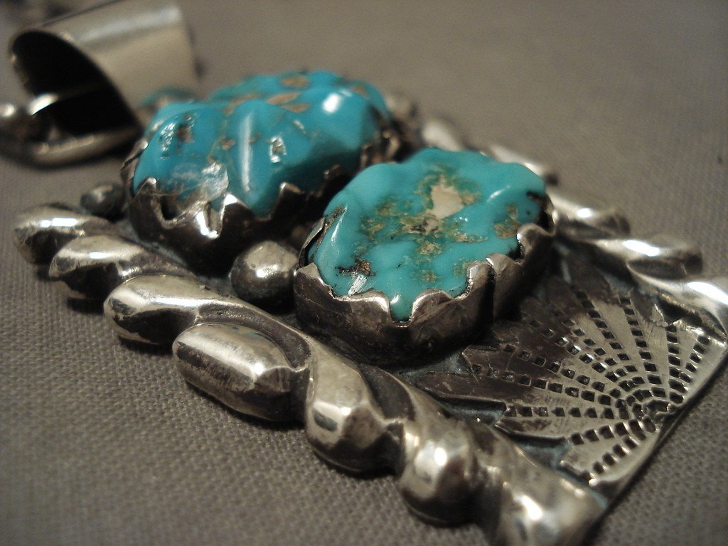 Important Old Zuni Alice Quam Turquoise Native American Jewelry Silver ...
