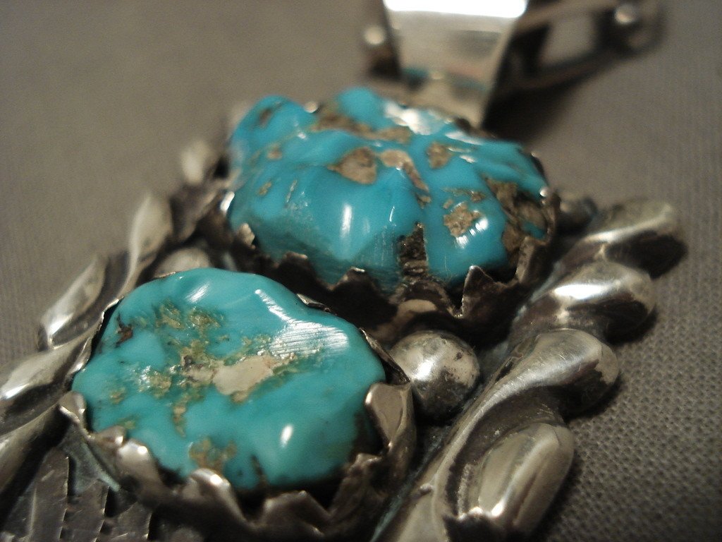 Important Old Zuni Alice Quam Turquoise Native American Jewelry Silver ...