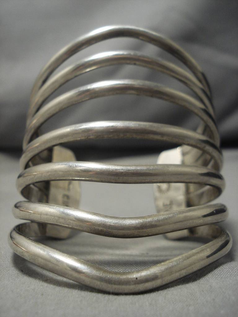 Important Vintage Heavy David Tune Native American Navajo Sterling Sil ...