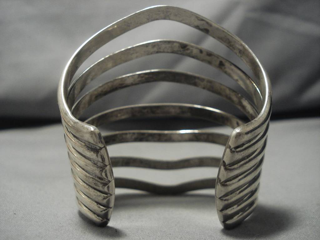 Important Vintage Heavy David Tune Native American Navajo Sterling Sil ...