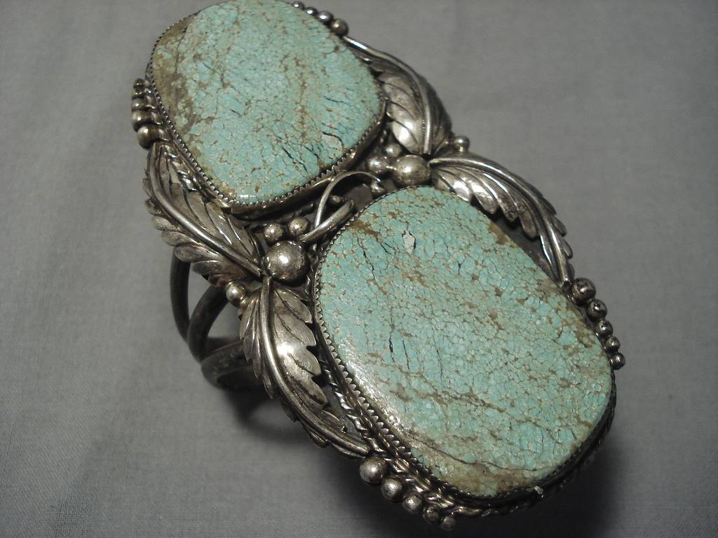 Important Vintage Native American Navajo David Tune #8 Turquoise Sterl ...