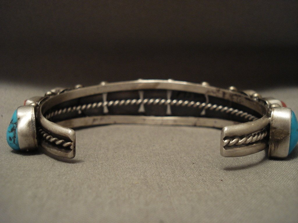 Important Vintage Navajo 'Chunk Coral' Turquoise Navajo 'Guild' Native ...