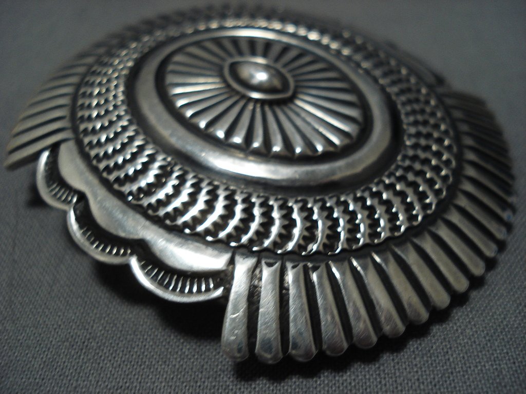 Important Vintage Navajo Sunny Reeves Sterling Silver Buckle Old Nativ ...