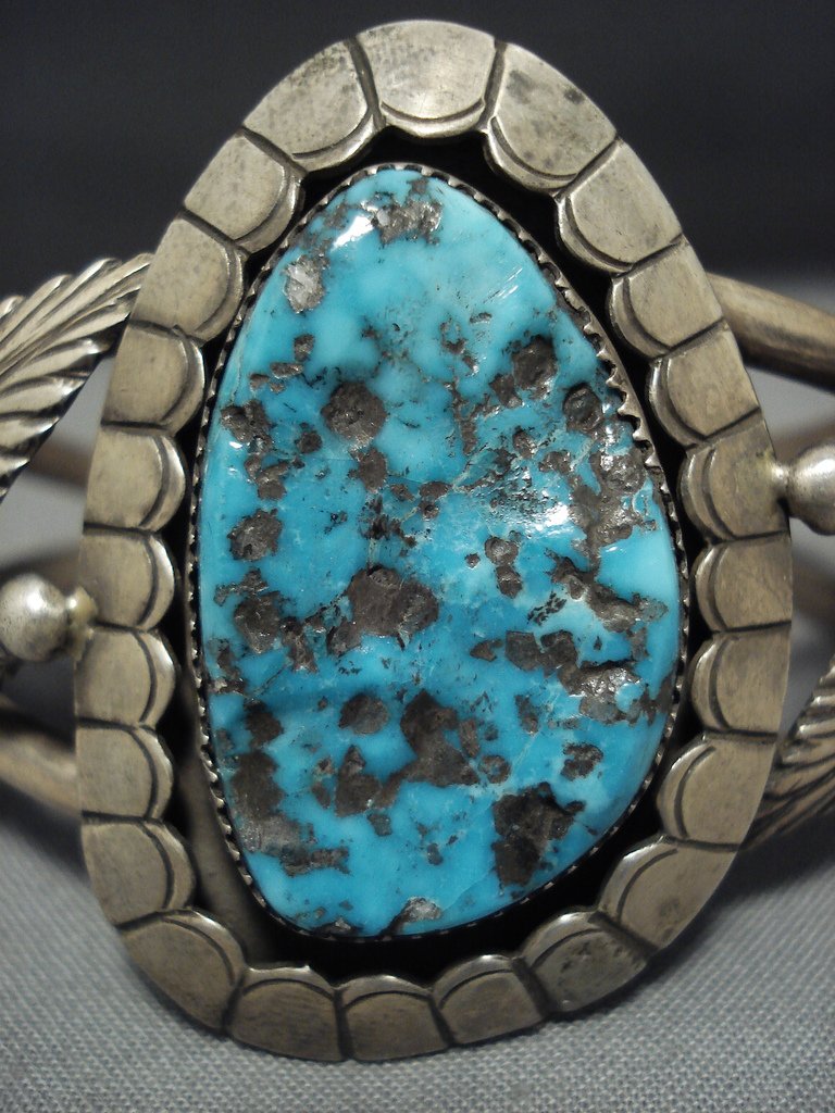 Important Vintage Navajo Vivid Turquoise David Lister Sterling Silver ...