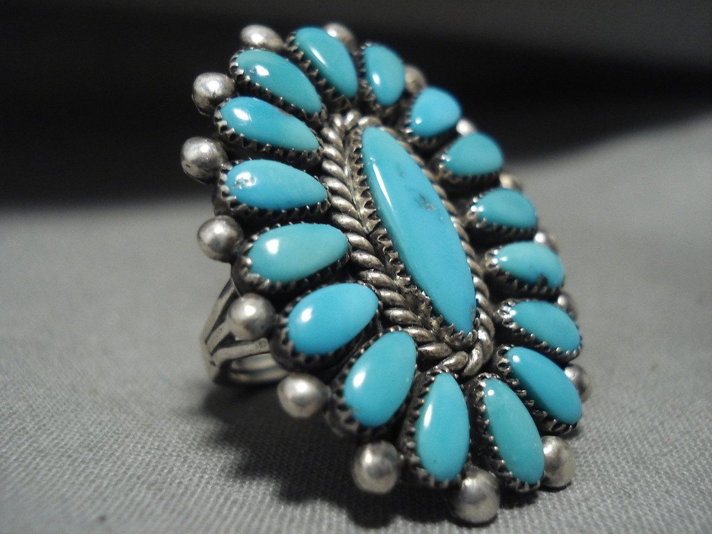 Important Vintage Zuni Alice Quam Turquoise Native American Jewelry Si ...