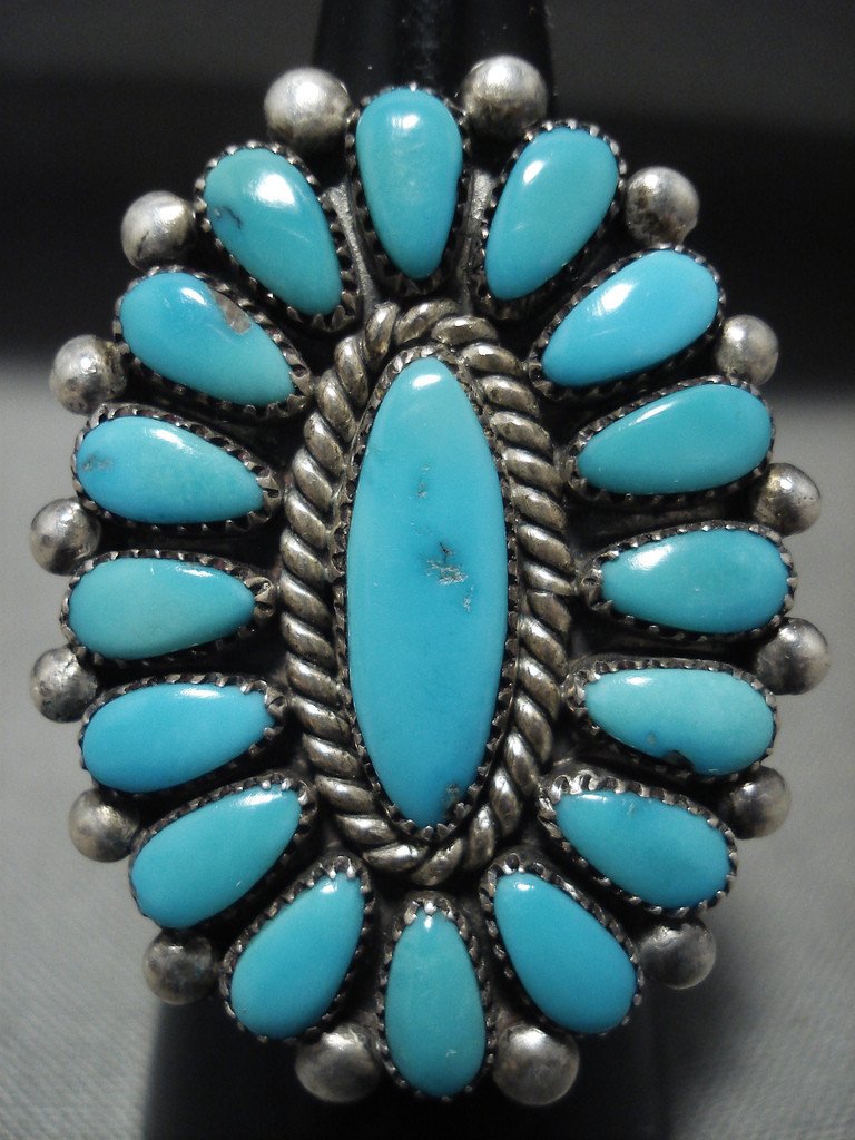 Important Vintage Zuni Alice Quam Turquoise Native American Jewelry Si ...