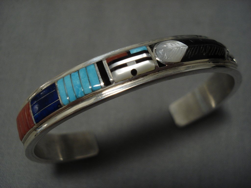 Incredible Don Dewa Sterling Silver Native American Turquoise Inlay Br ...