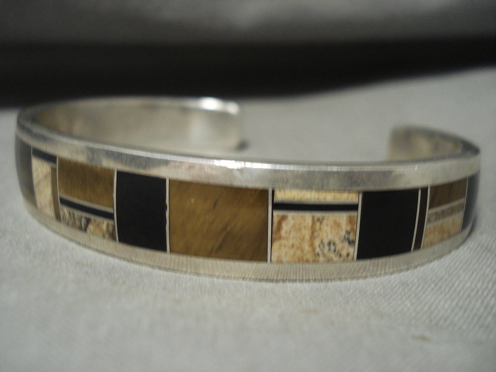 Incredible Navajo **ancient Tree Sap** Native American Jewelry Silver ...