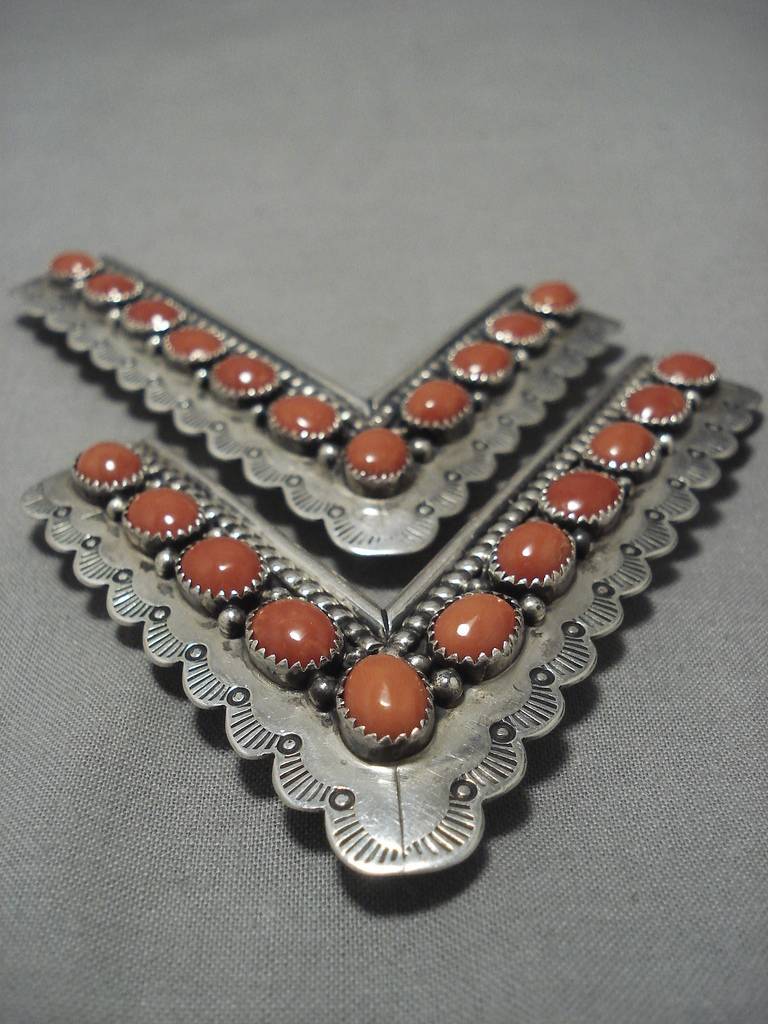 Incredible Vintage Native American Navajo Sterling Silver Coral Collar ...