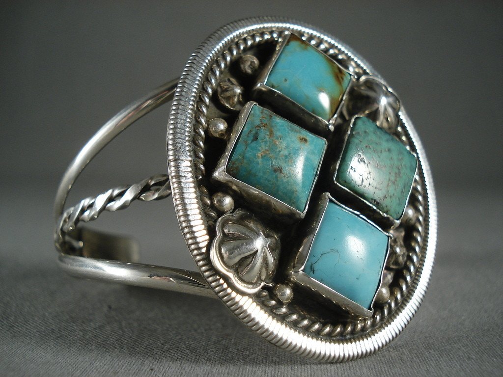 Marvelous Vintage Navajo 'Rhombus Turquoise' Native American Jewelry S ...