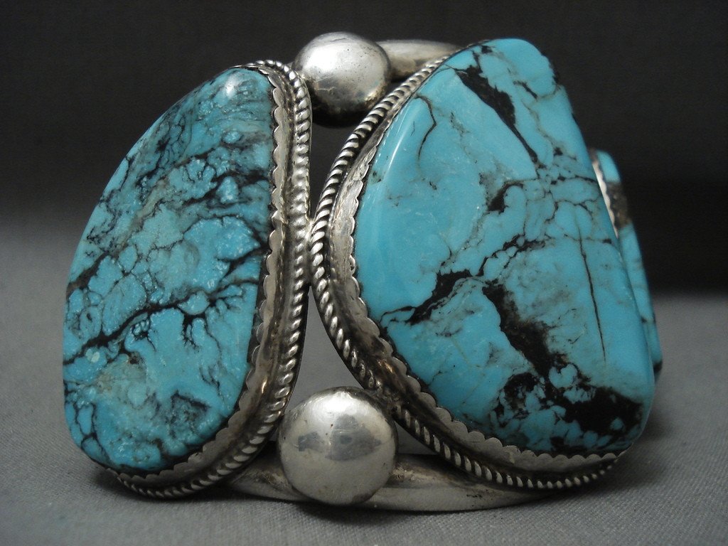 Monumental Vintage Navajo Blue Diamond Turquoise Native American Jewel ...