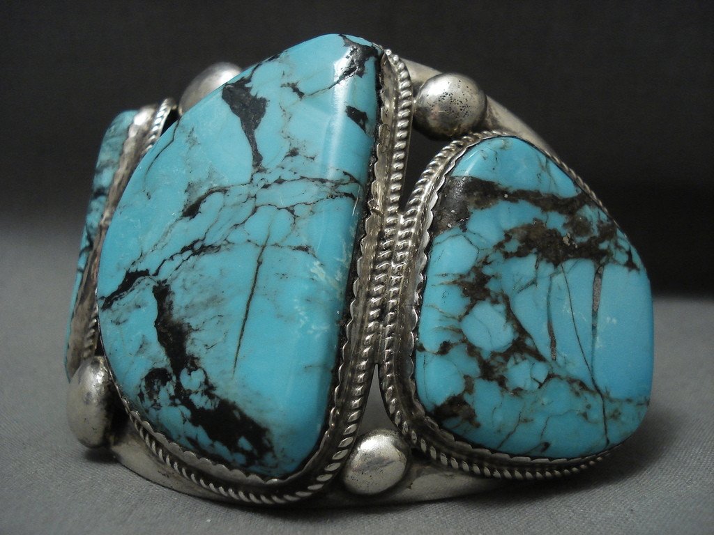 Monumental Vintage Navajo Blue Diamond Turquoise Native American Jewel ...