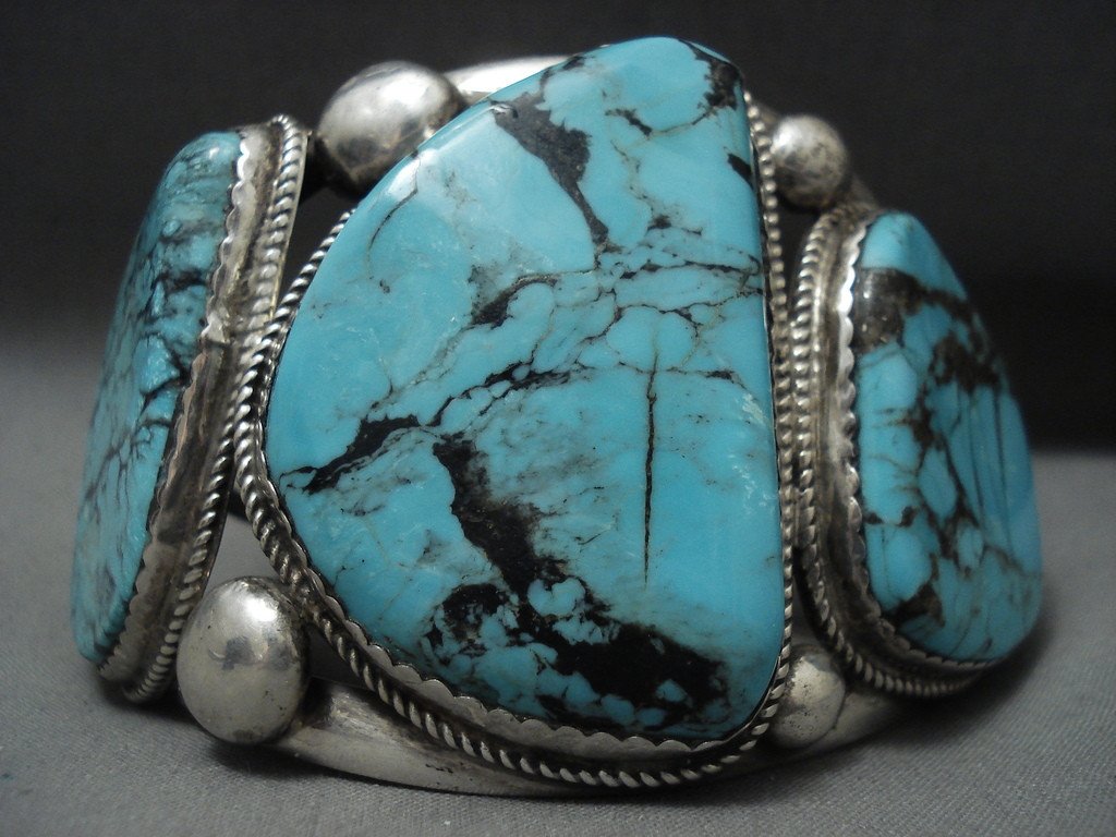 Monumental Vintage Navajo Blue Diamond Turquoise Native American Jewel ...