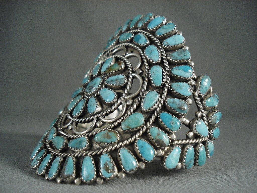 Museum Towering Navajo 'Wave' Turquoise Native American Jewelry Silver ...