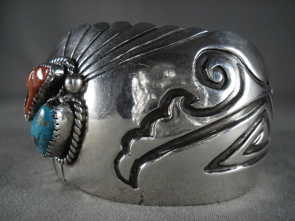 Museum Vintage Navajo Geomtric 'Water Wave' Turquoise Native American ...
