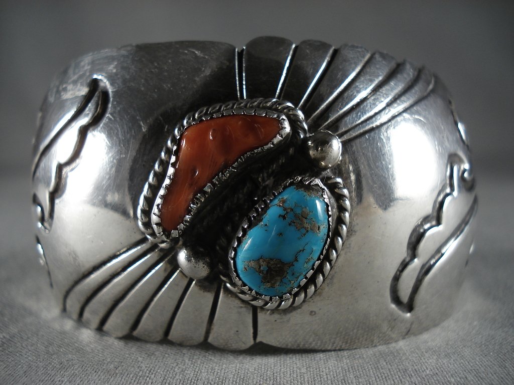 Museum Vintage Navajo Geomtric 'Water Wave' Turquoise Native American ...
