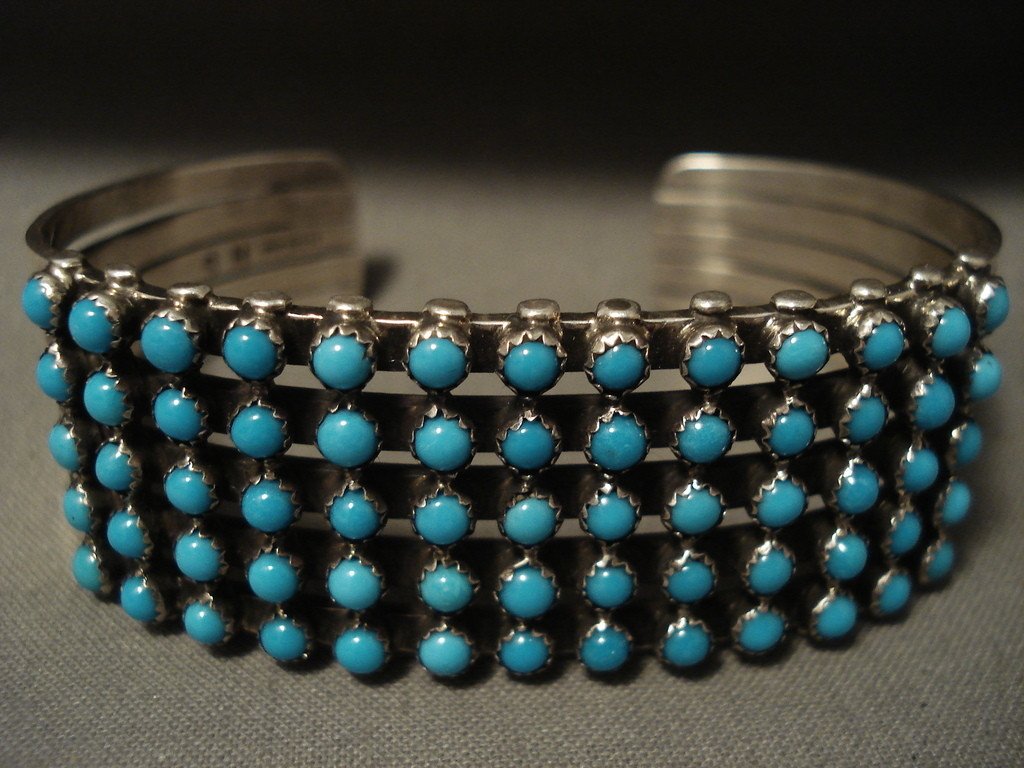 Museum Vintage Navajo Snake Eye Turquoise Native American Jewelry Silv ...