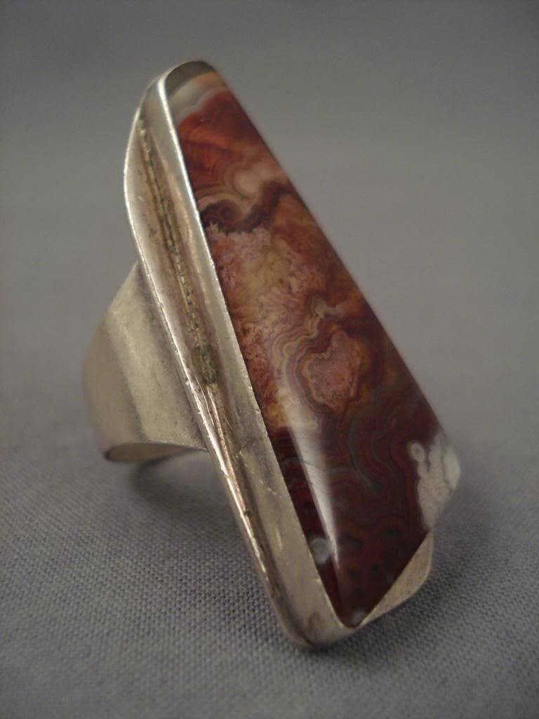 Museum Vintage Navajo Tall Volcanic Agate Native American Jewelry Silv ...