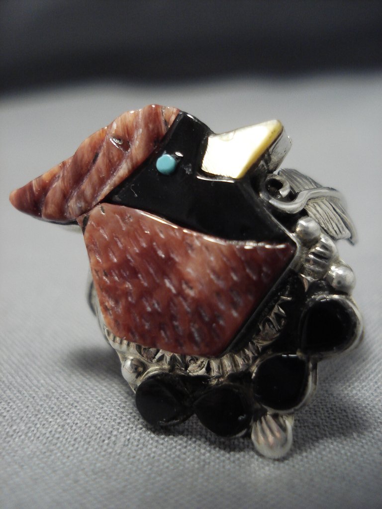 Museum Vintage Zuni Cardinal Sterling Silver Turquoise Ring Old Native ...