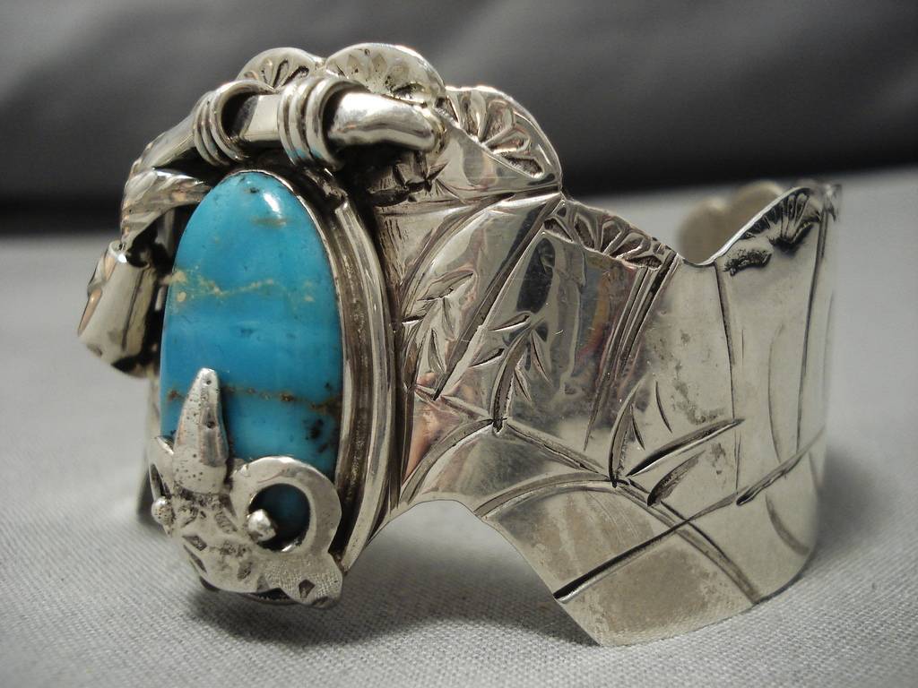 Native American Important Vintage Adam Fierro Owl Turquoise Sterling S ...