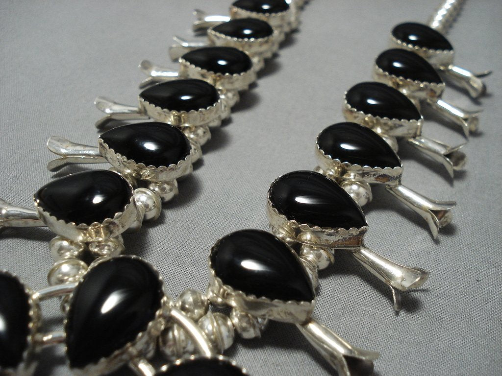 Native American Jewelry Vintage Navajo Apache Onyx Sterling Silver Squ ...