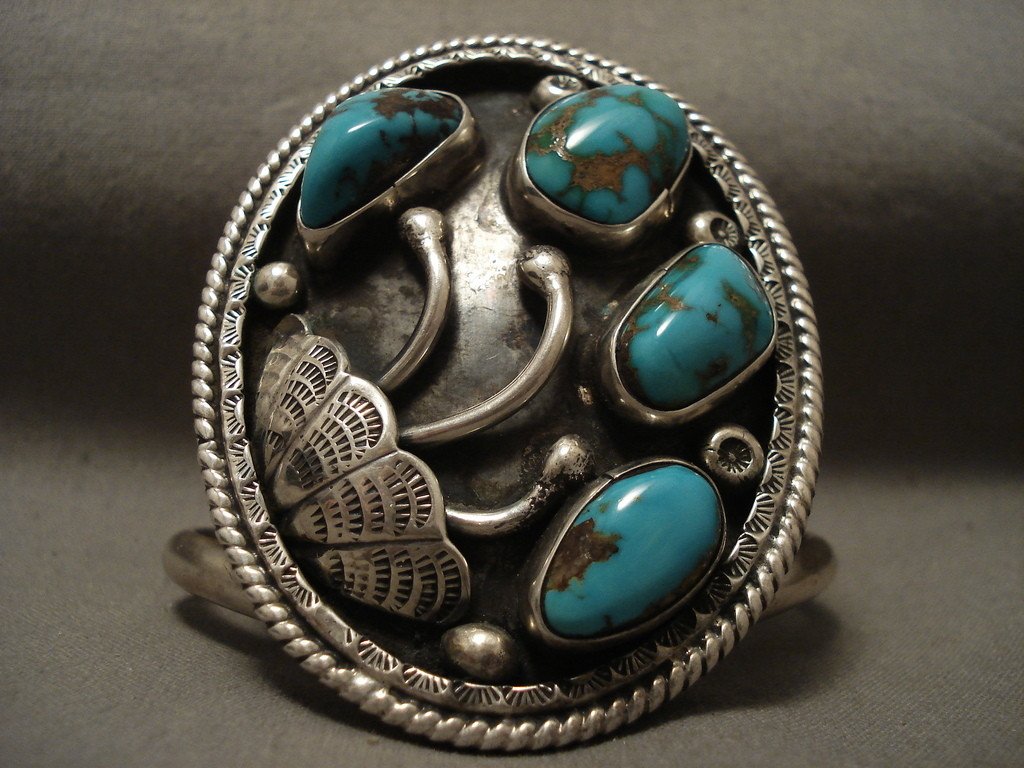 Natural And Deep Blue Gem Turquoise Vintage Navajo Native American Jew ...