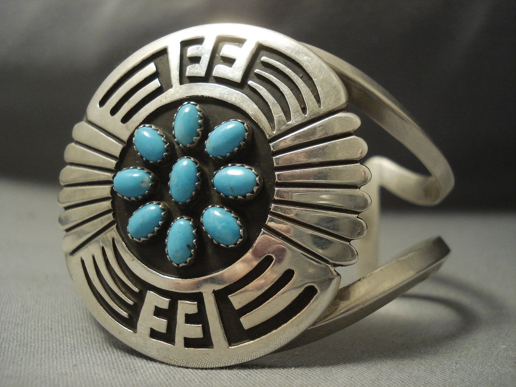 Nice Navajo Sky Blue Turquoise Sterling Native American Jewelry Silver ...