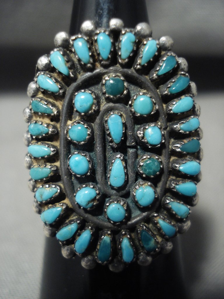 One Of The Best Vintage Navajo Cerrillos Turquoise Cluster Native Amer ...