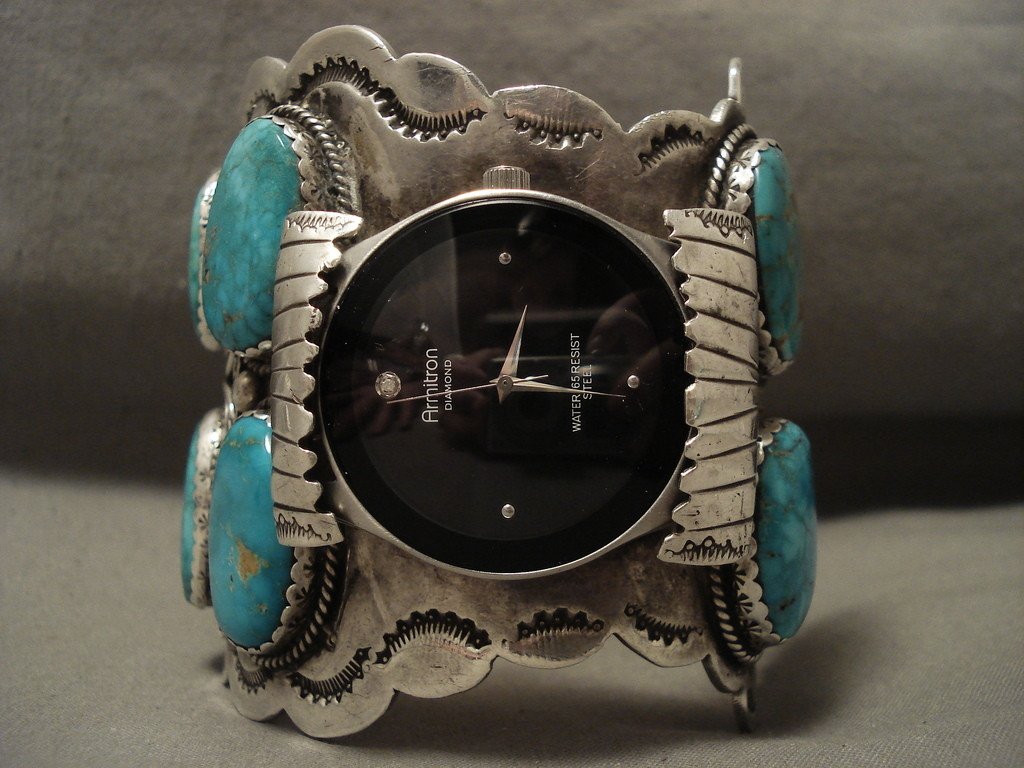 One Of The Biggest And Best Ever Vintage Navajo Watch Turquoise Native ...